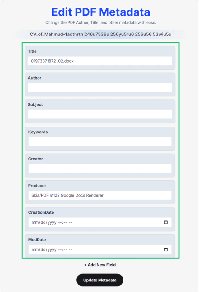 Online PDF Metadata Editor - Edit, Update, & Customize PDF Info