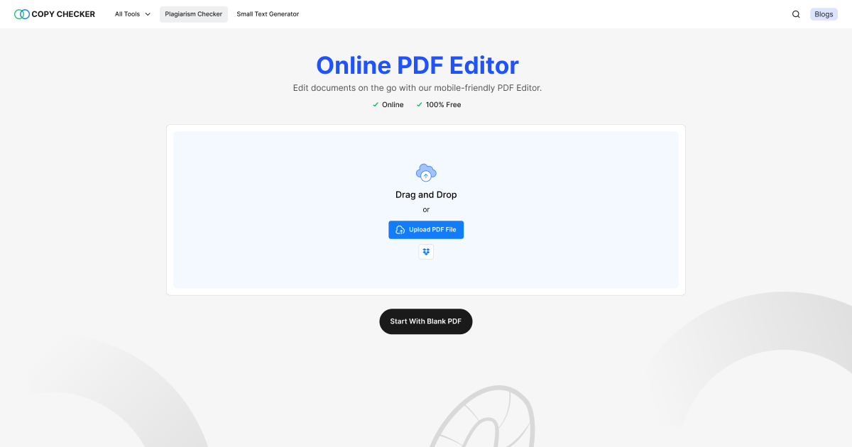 Online PDF Editor - Write on PDF for Free | CopyChecker.com