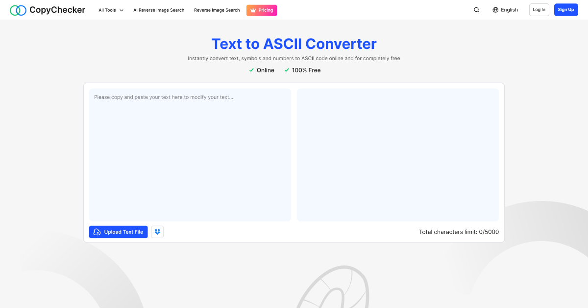 Teks ke ASCII | Hasilkan Kode ASCII dari Teks, Simbol & Angka
